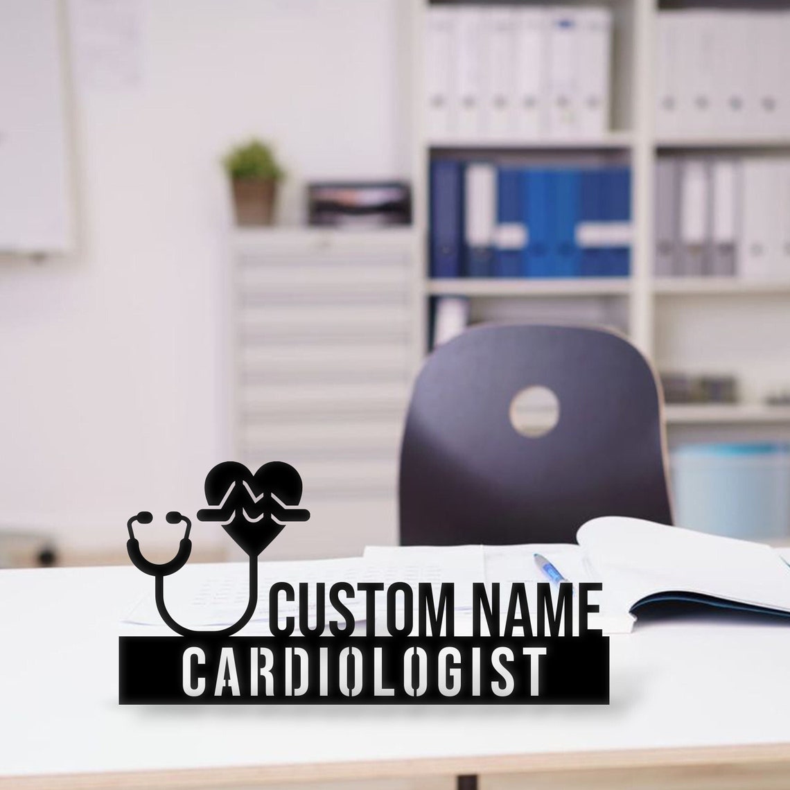 Custom Cardiologist Metal Desk Name Plate, Doctor Metal Job Name Plate ...