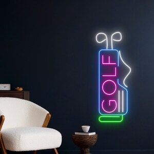 Golf Neon Sign, Golfer LED Light, Golfing LED Sign, Golf Ball Neon Led ...