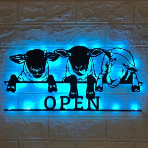 Custom Sheep Farmhouse Metal Wall Art LED Light - Personalized Sheep ...