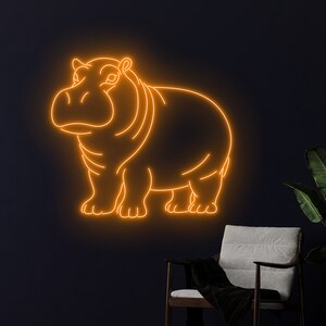 Hippo Neon Sign, Hippopotamus Led Sign, Hippo Animal Led Sign ...
