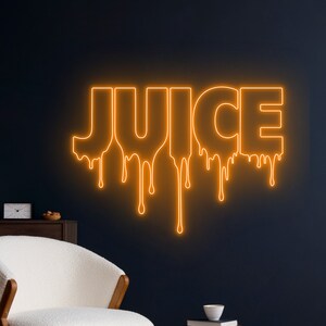Juice Dripping Neon Sign, Juice LED Light, Juice Fruit Neon Light, Bar ...