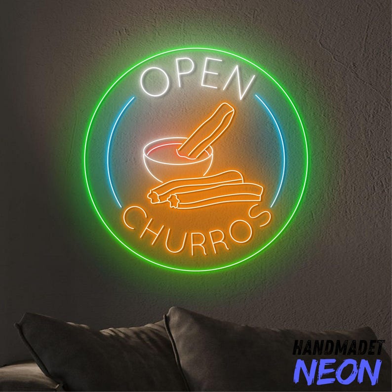 Churros Open Neon Sign, Churros Led Sign, Spain Churros Led Light ...