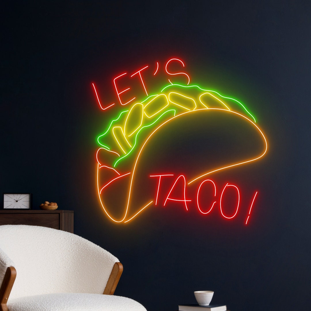 Let's Taco Neon Sign, Tacos Neon Light, Mexican Tacos Led Light, Tacos ...