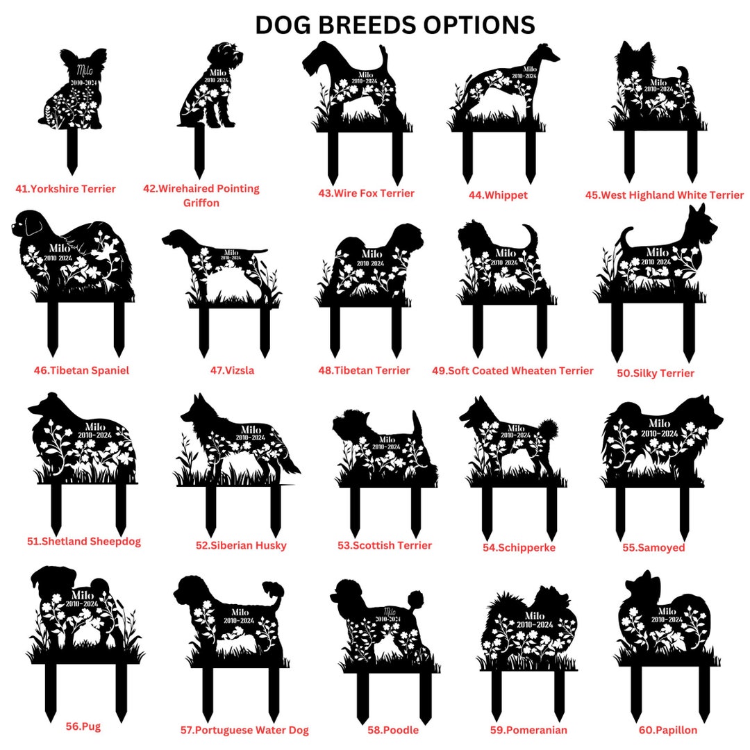 Custom Dog Memorial Stake, Every Dog Breed Stake Metal Sign, Dog Grave ...