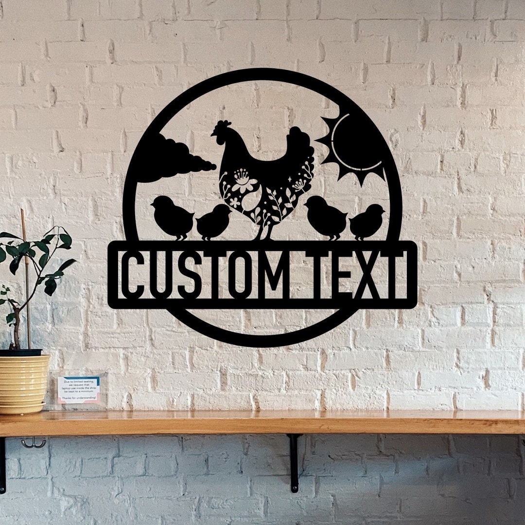 Custom Chicken Metal Wall Art LED Light, Chicken Farm Metal Sign ...