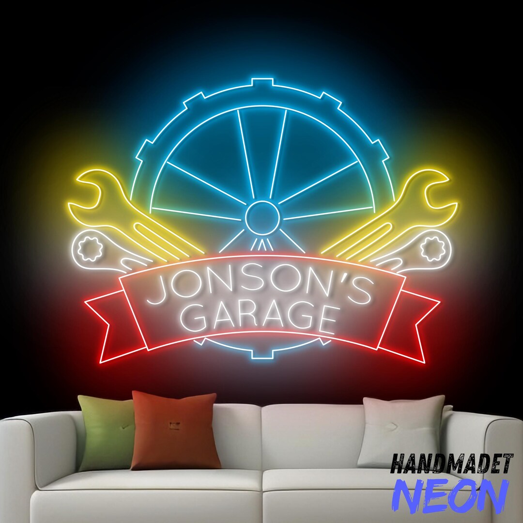 Garage Mechanic Neon Sign, Garage Service Led Sign, Workshop Led Light ...