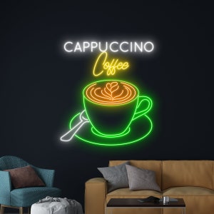 Cappuccino Coffee Neon Sign, Cappuccino Cup Neon Light, Cappuccino LED ...