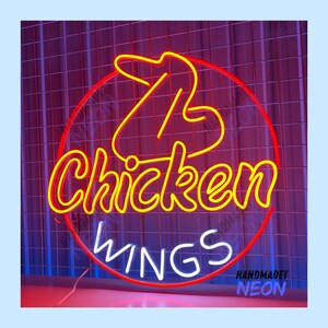 Chicken Wings Neon Sign, Fried Chicken Wings Led Sign, Chicken Led ...