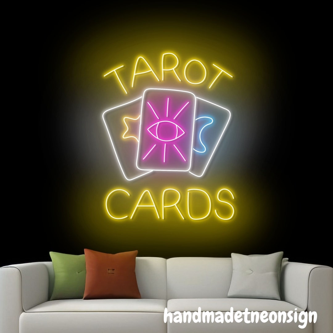 Tarot Cards Neon Sign, Tarot Card Led Sign, Tarot Open Logo Neon Light ...