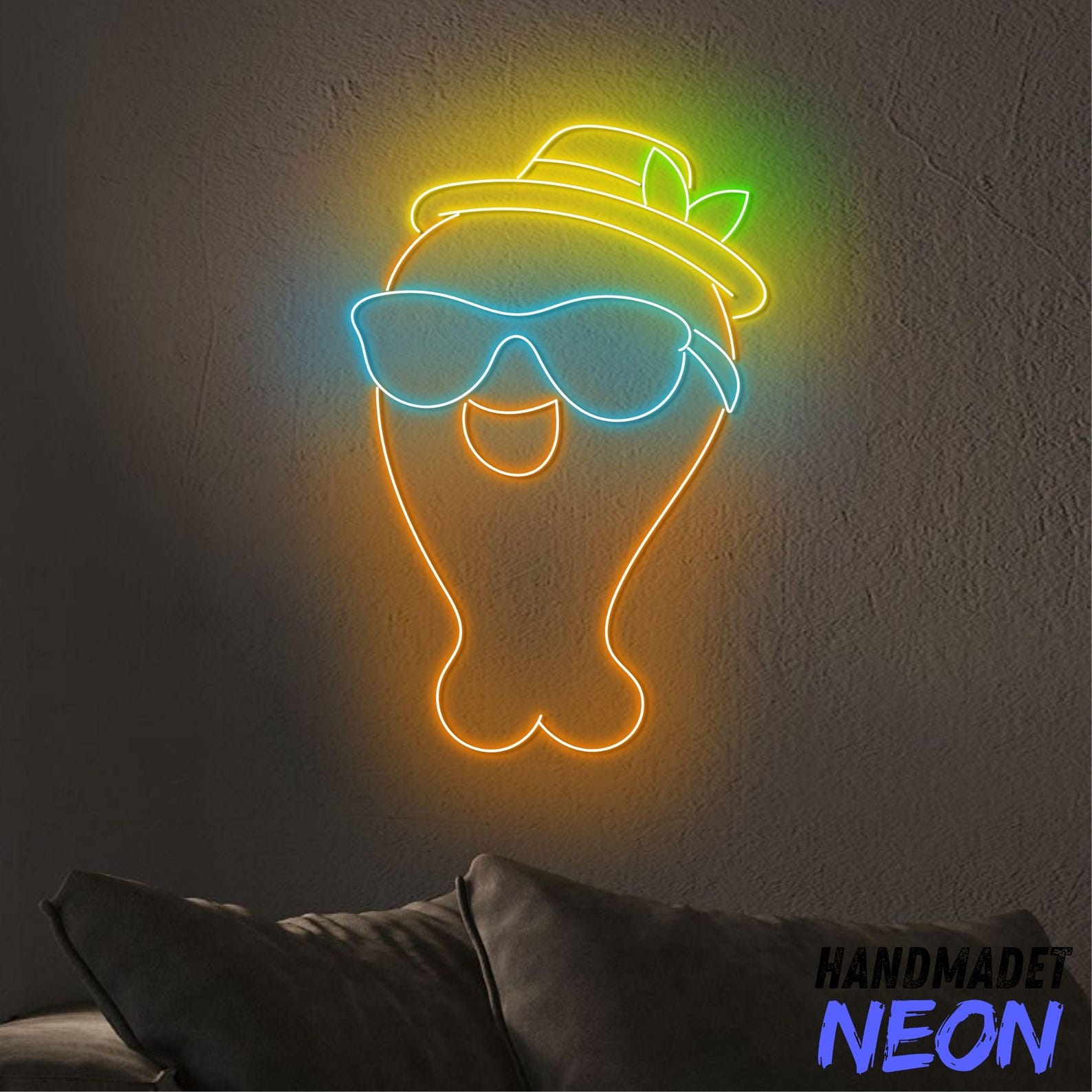 Chicken Thigh Sunglasses Neon Sign, Chicken Leg Led Sign, Fried Chicken ...