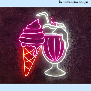 Milkshake Ice Cream Neon Led Sign, Ice Cream Milkshake Neon Sign ...