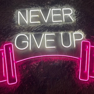 Never Give up Neon Sign, Dumbbell Led Sign, Barbell Led Neon, Sport Led ...