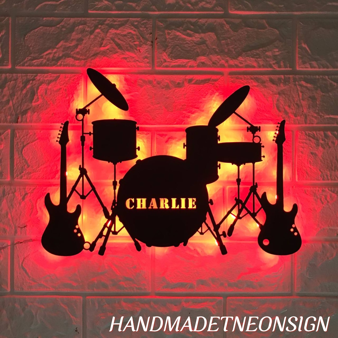 Personalized Music Band Metal Wall Art LED Light - Custom Music Studio ...