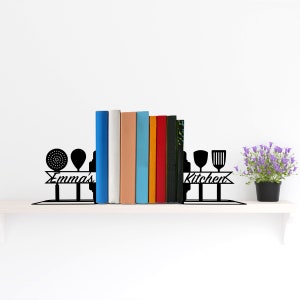 Custom Chef Cooking Metal Bookends Cookery Book Name Bookend, Cook ...