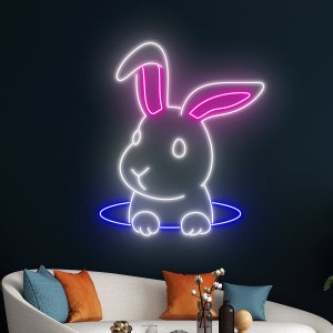 Rabbit Neon Sign, Rabbit Hole Led Sign, Happy Easter Neon Light, Easter ...
