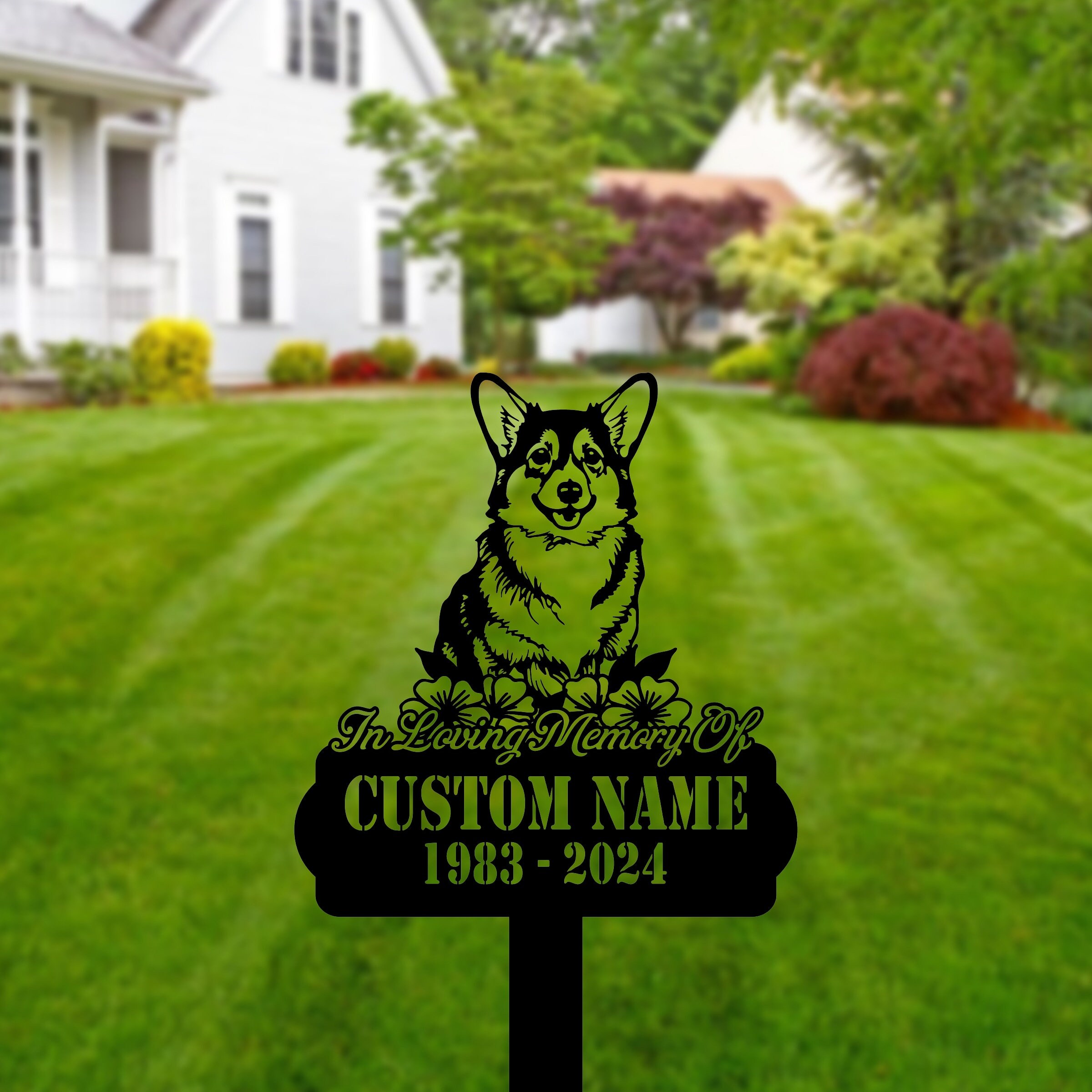 Custom Outdoor Corgi Metal Sign With Stakes - Personalized Outdoor ...