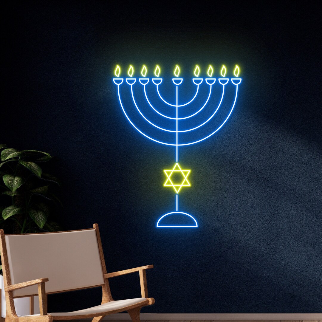 Menorah Neon Sign, Jewish Holiday Led Sign, Hanukkah Neon Light ...