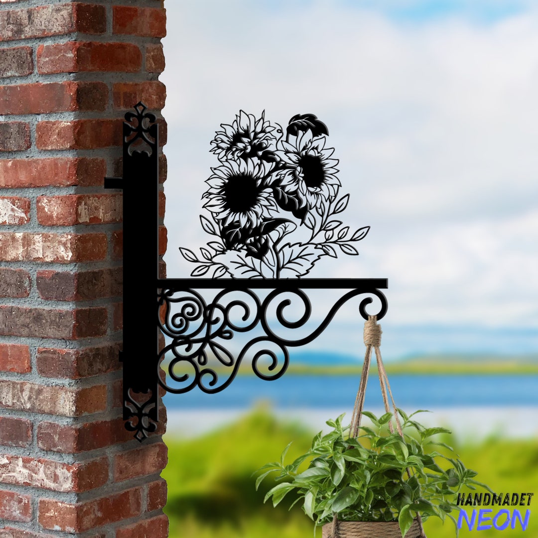 Personalized Sunflower Hanging Bracket, Sunflower Flower Hanging Basket ...
