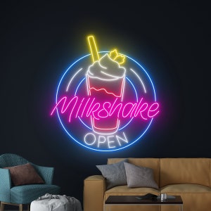 Milkshake Open Neon Led Sign, Open Milkshake Neon Sign, Milkshakes Neon ...