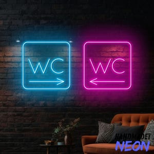 WC Restroom Neon Sign, Men Woman Toilet Led Sign, Toilet WC Neon Light ...