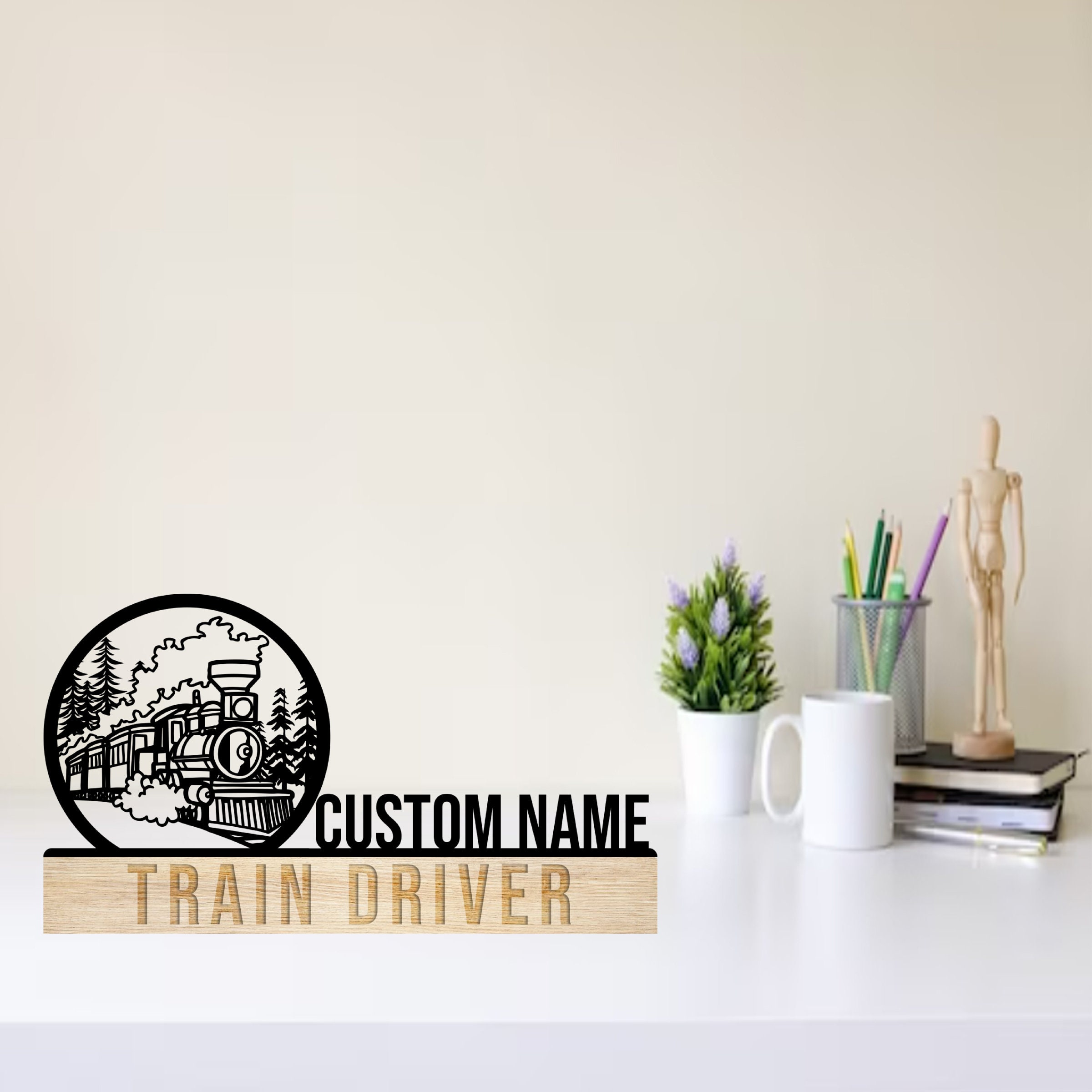 Custom Train Driver Desk Name Plate, Train Driver Metal Nameplate for ...