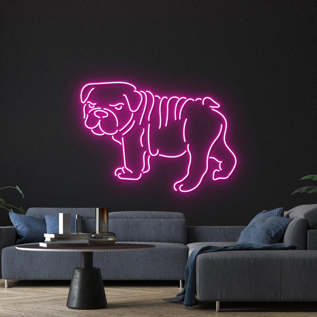 English Bulldog Led Sign, English Bulldog Neon Sign, Wall Decor ...