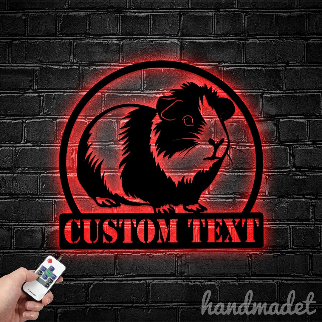 Personalized Guinea Pig Metal Wall Sign, Pet Metal Wall Light, Custom ...