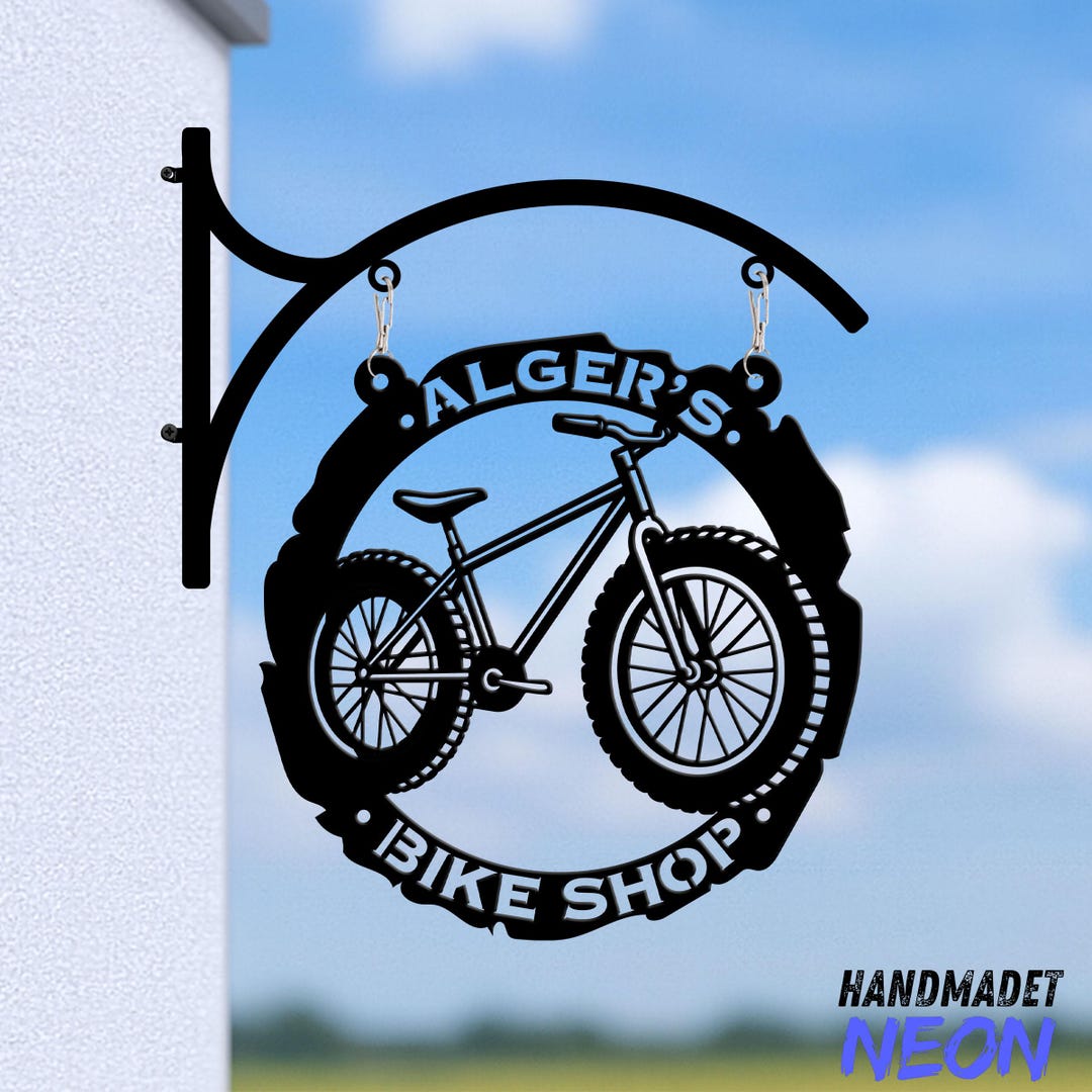 Custom Bike Shop Metal Hanging Sign, Vintage Style Wall Plaque for ...