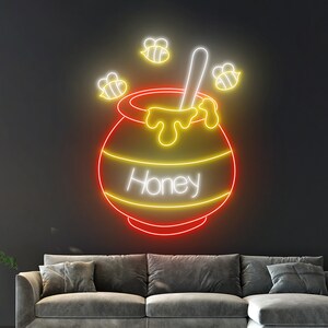 Honey Neon Sign, Honey Led Sign, Honey Led Light, Bee Neon Light ...