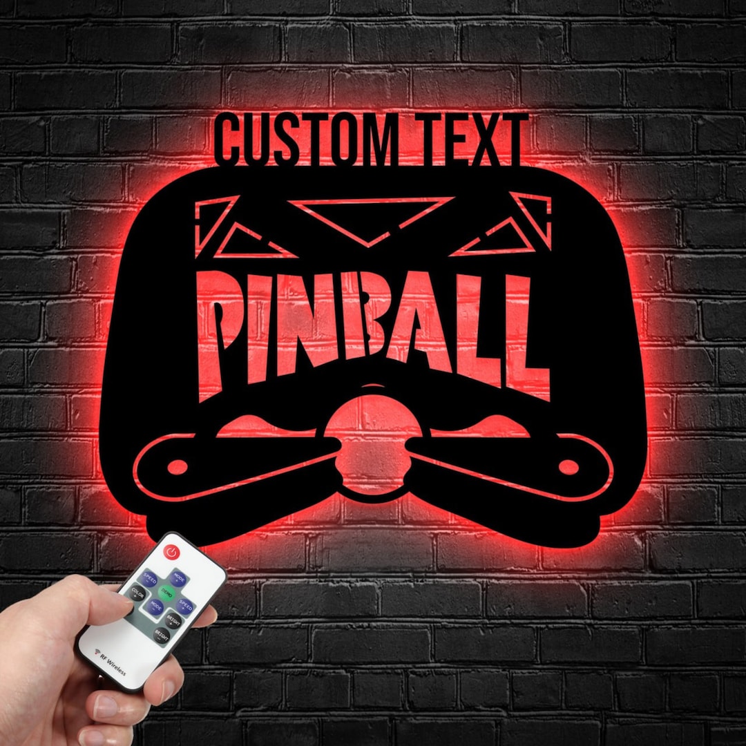 Personalized Pinball Metal Wall Art LED Light - Custom Pinball Sign ...