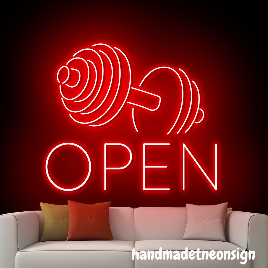 Gym Fitness Open Neon Sign, Gym Led Sign, Weightlifting Led Light ...