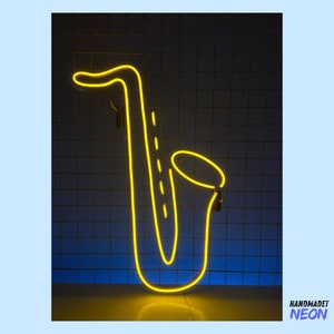 Saxophone Led Sign, Saxophone Neon Sign, Wall Decor, Instrument Neon ...