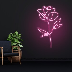Rose Flower Neon Light Sign. LED Custom Gift for Her, Unique Hand ...