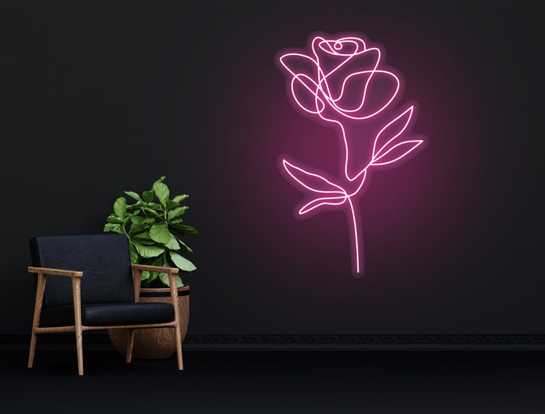 Rose Flower Neon Light Sign. LED Custom- Gift for Her, Unique Hand ...