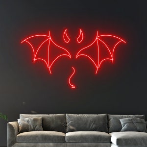 Bat Evil Neon Sign, Bat Evil Devil Neon Light, Devil Bat Led Light, Bar ...