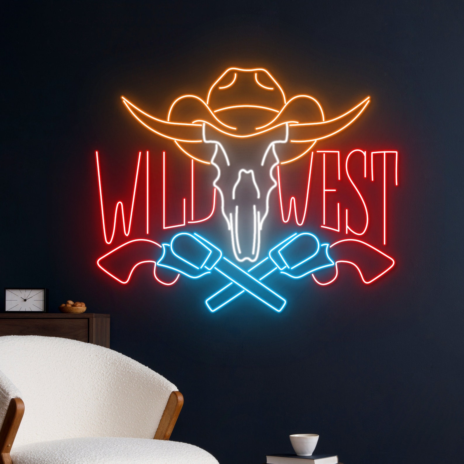 Wild West Neon Sign, Cowboy Hat Longhorn Led Light, Western Neon Light ...