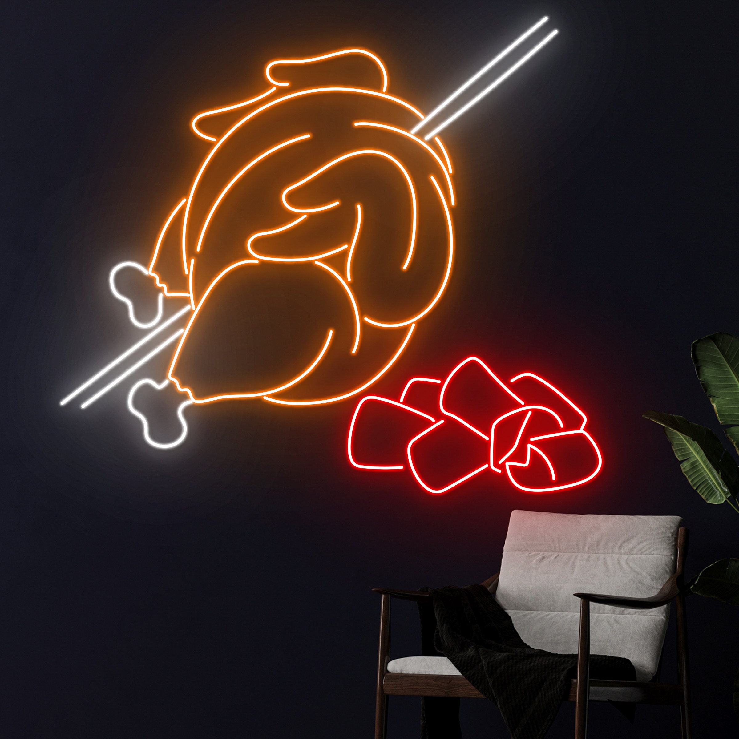Roasted Chicken Neon Sign, Roasted Chicken Led Sign, Chicken Led Light ...