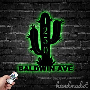 Personalized Cactus House Number, Cactus Home Number Metal Wall Sign ...