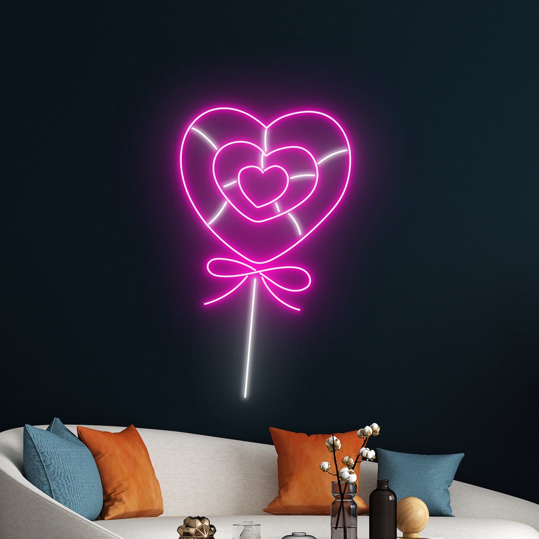 Lollipop Candy Neon Sign, Candy Heart Led Sign, Lollipop Candy Neon ...