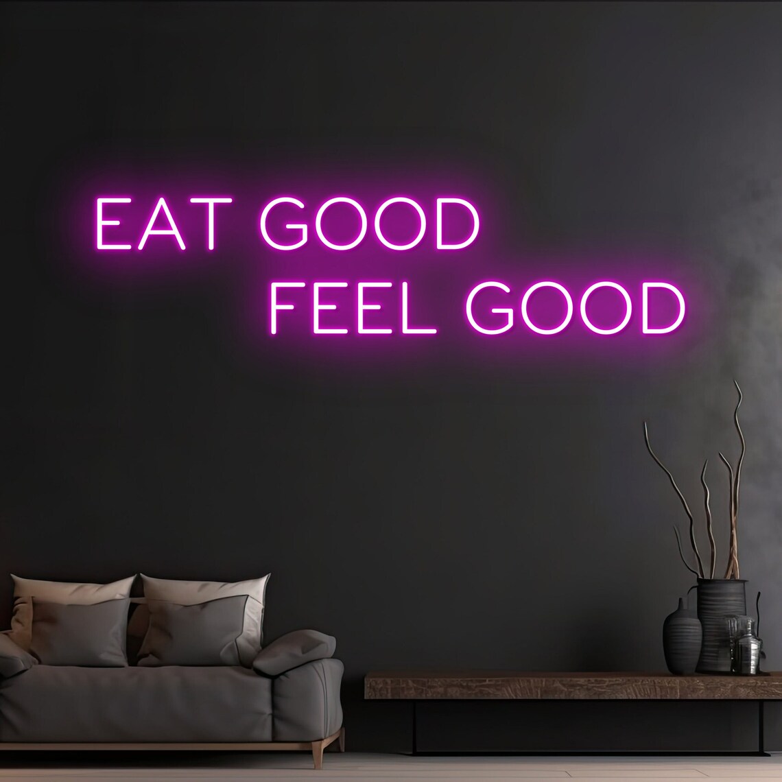 Custom Eat Good Feel Good Neon Light, Personalized Quote Name Neon ...