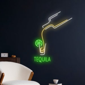 Tequila Neon Sign, Tequila Bottle Neon Light, Tequila Shot LED Light ...