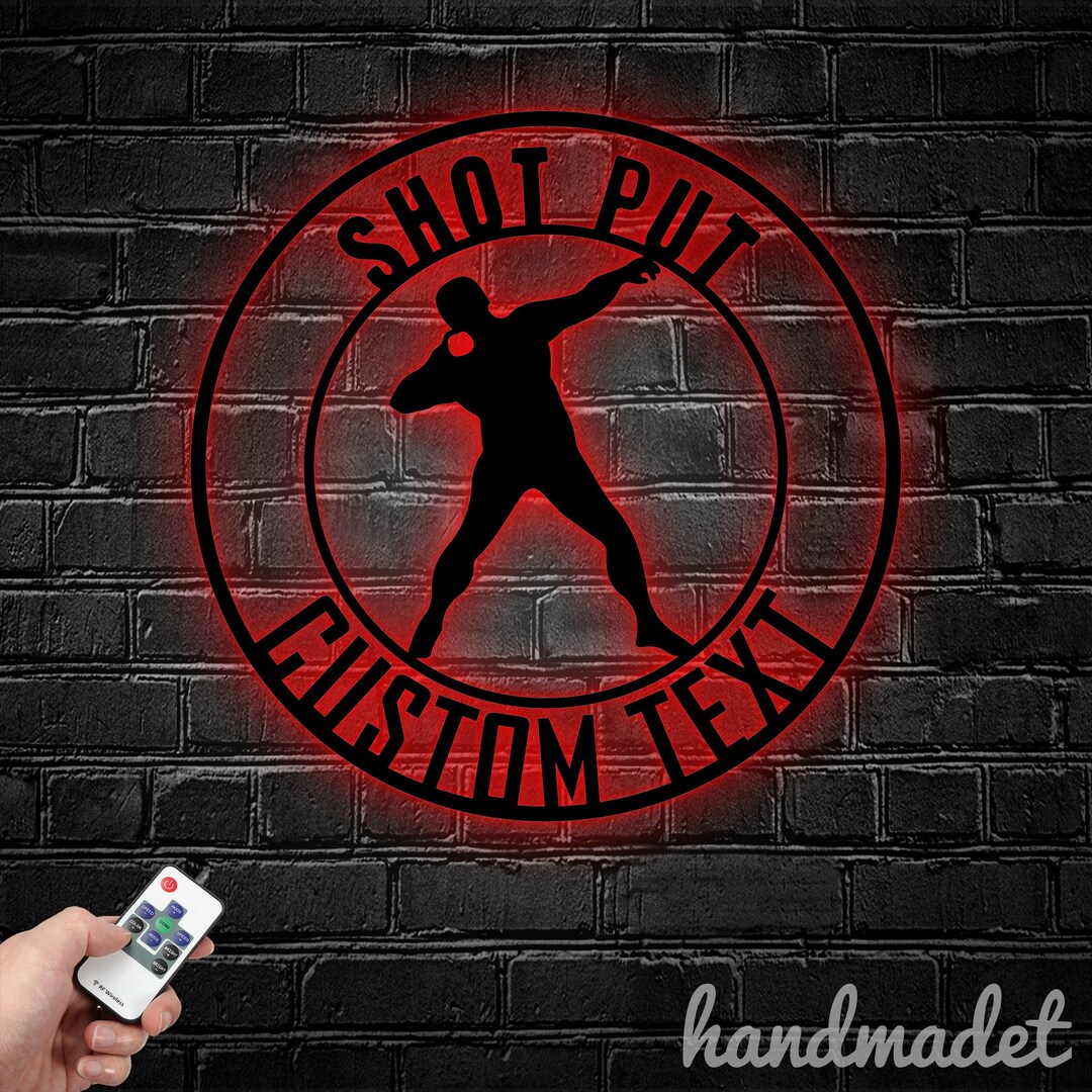 Custom Shot Put Name Metal Wall Art LED Light, Shot Put Metal Sign ...