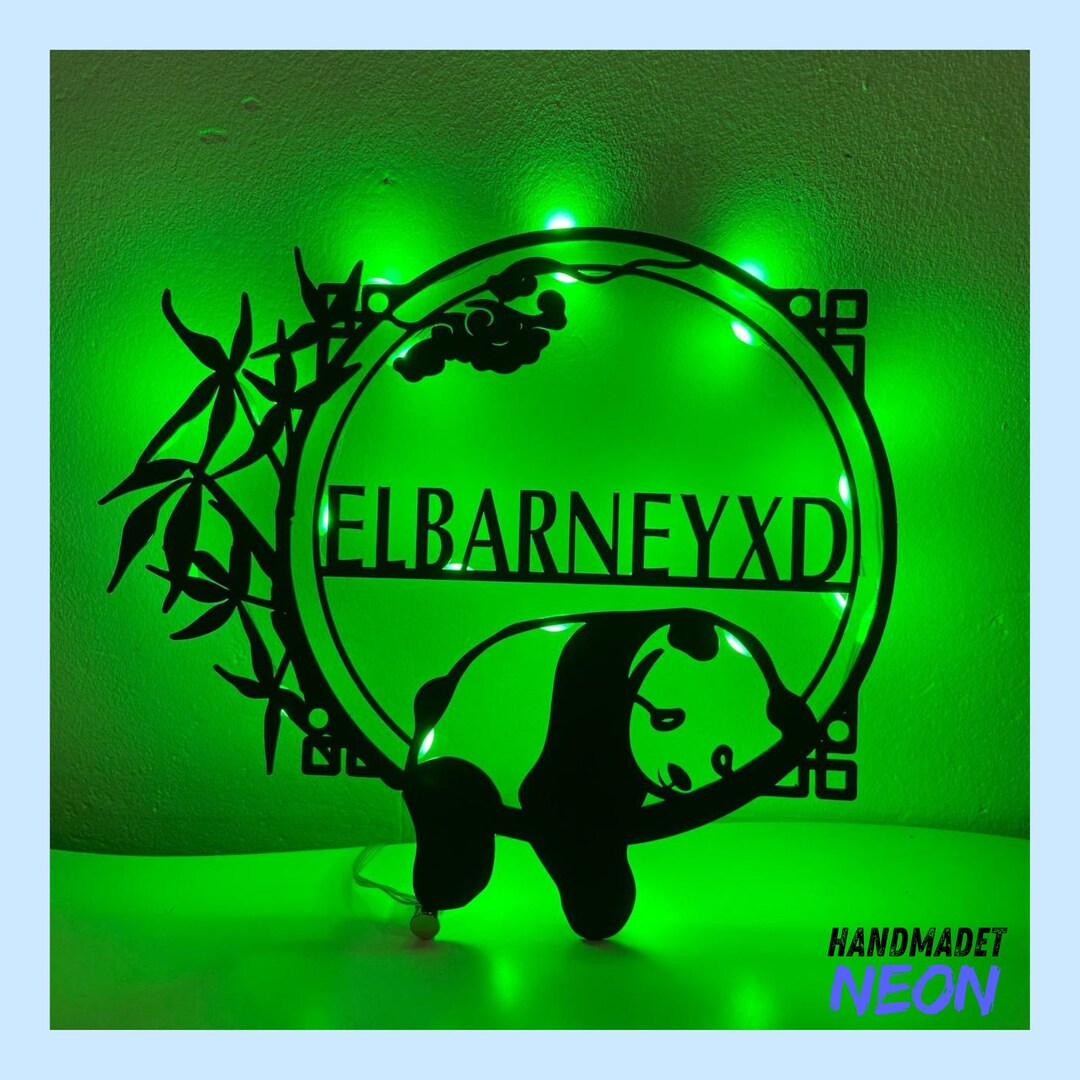 Personalized Panda Bear Metal Sign, Panda Sleeping Metal Light, Cute ...