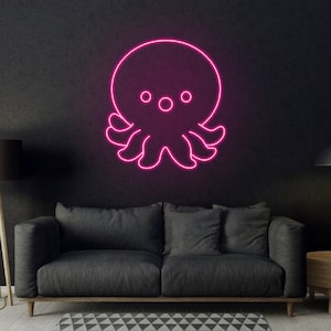 Octopus Neon Sign, Octopus Neon Light, LED Neon Sign, Handmade Neon ...
