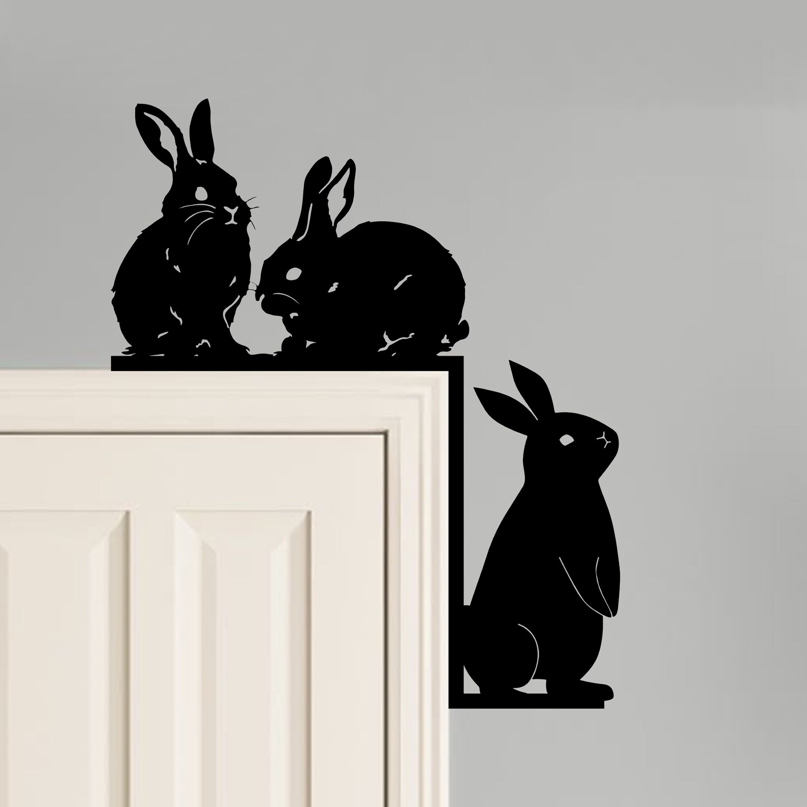 Personalized Rabbits Door Corner Metal Wall Art, Rabbit Metal Sign Door ...