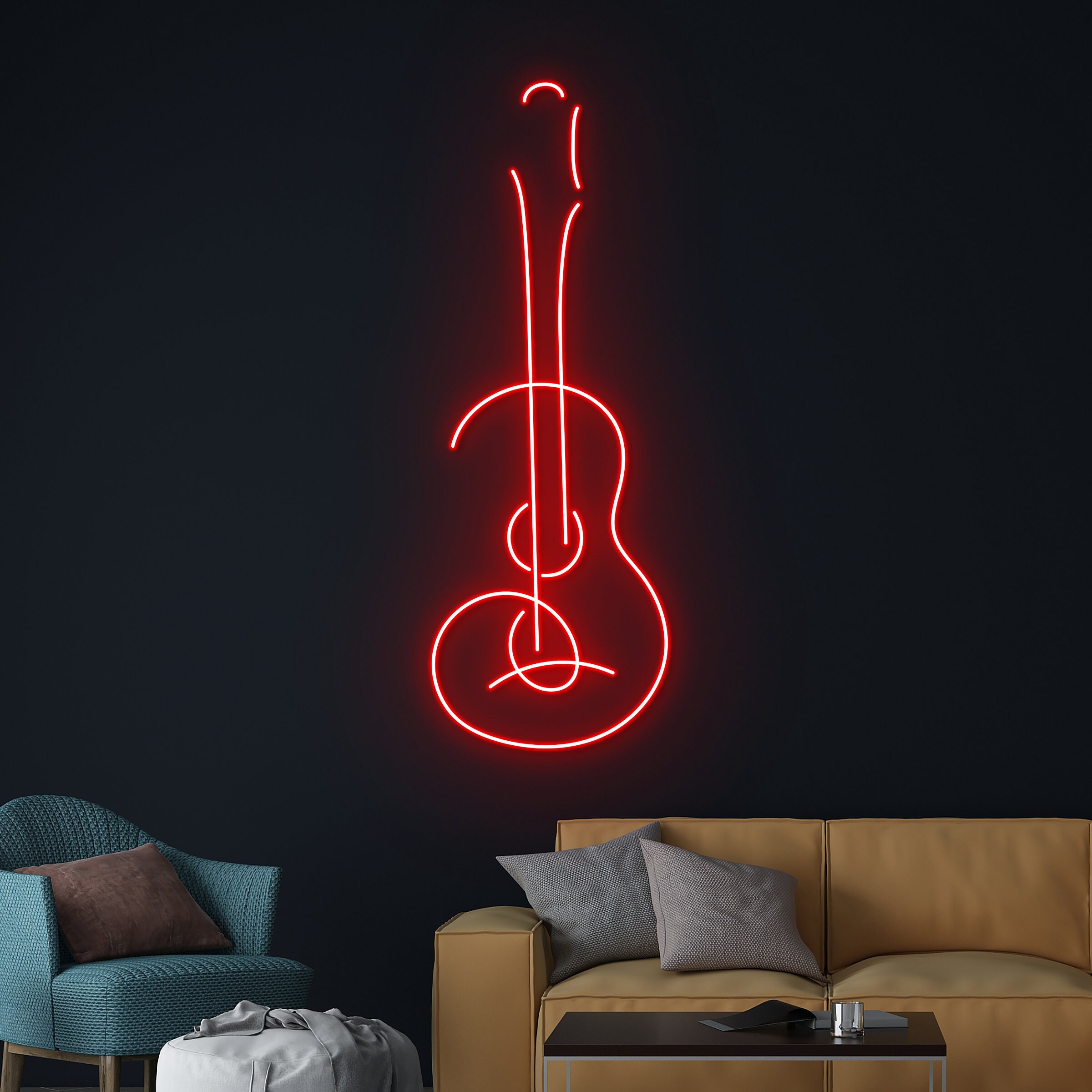 Custom Guitar Led Sign, Guitarist Neon Light, Music Instrument Neon ...