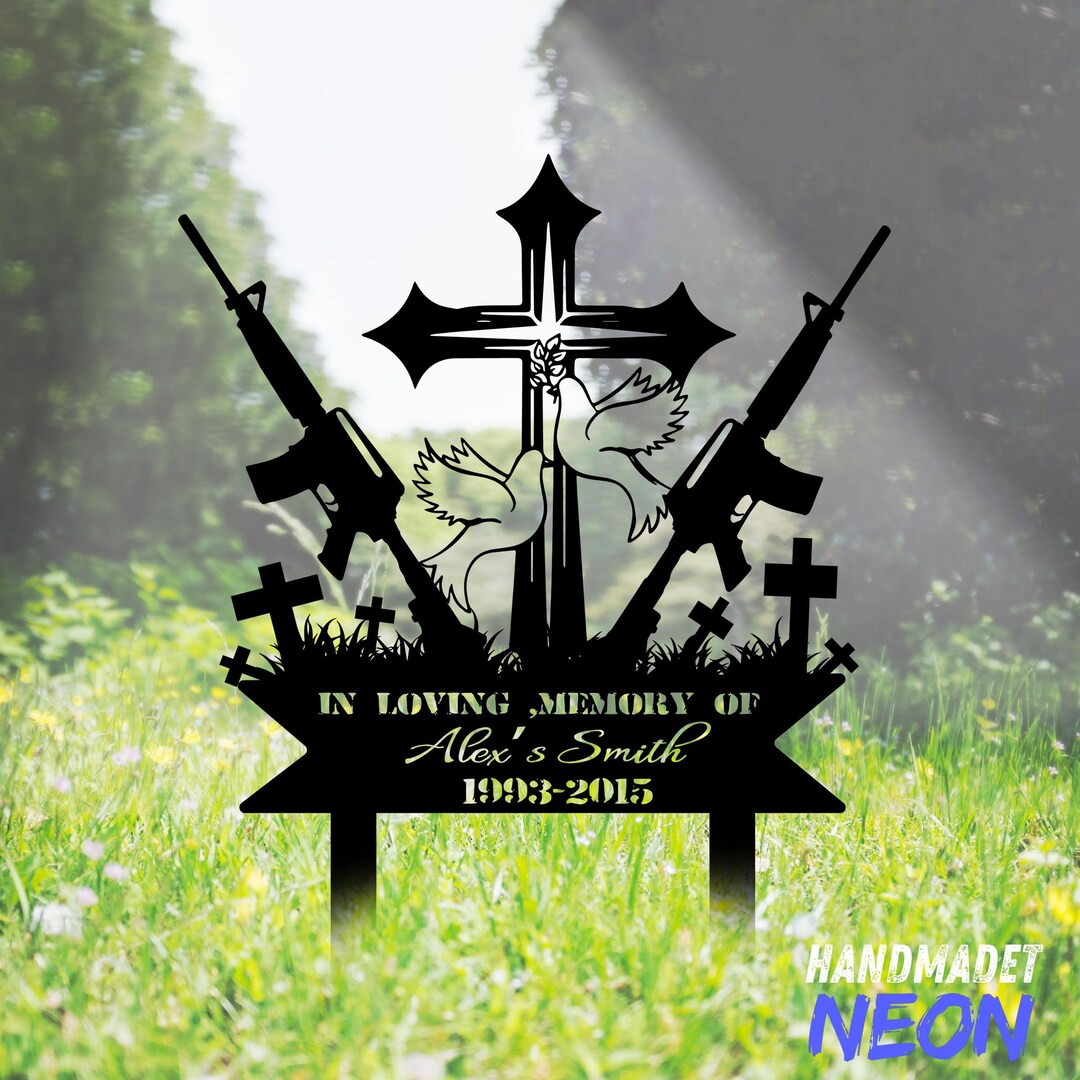 Custom Cross Memorial Stake, Soldier Metal Stakes, Veteran Grave Marker ...