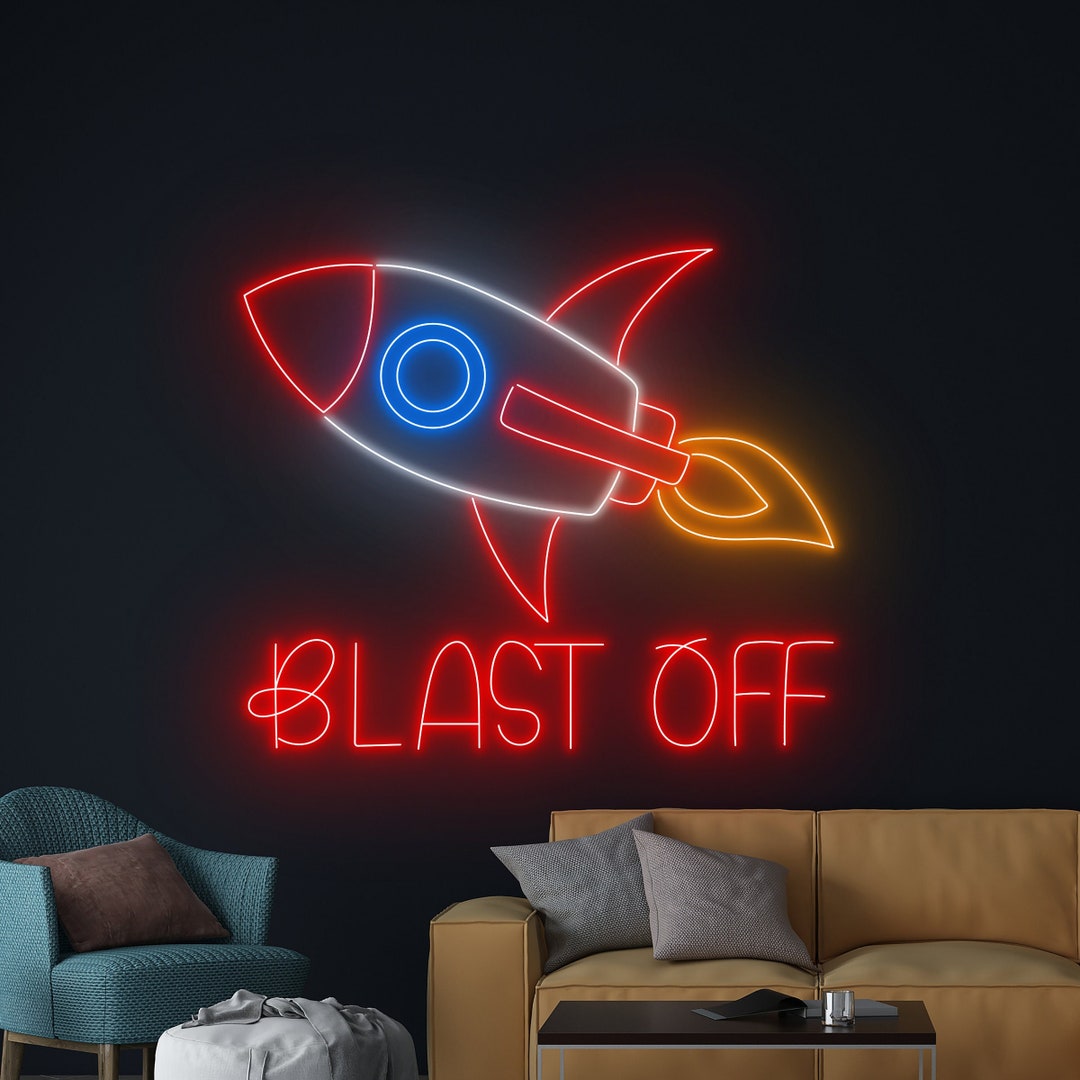 Blast off Neon Sign, Spaceship Neon Light,rocket Led Light, Spacecraft ...
