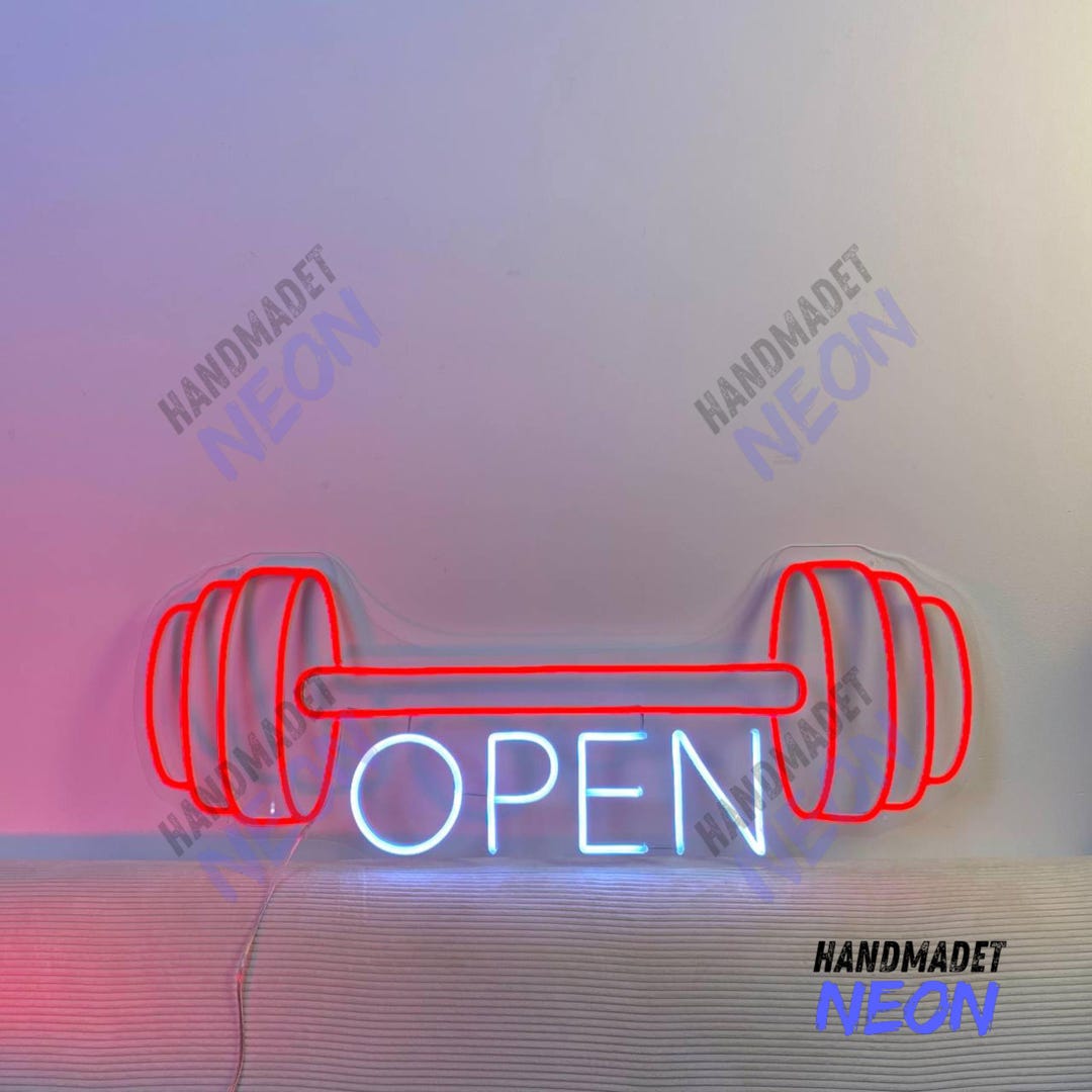 Gym Fitness Open Neon Sign, Gym Open Led Sign, Weightlifting Led Light ...