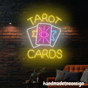 Tarot Cards Neon Sign, Tarot Card Led Sign, Tarot Open Logo Neon Light ...